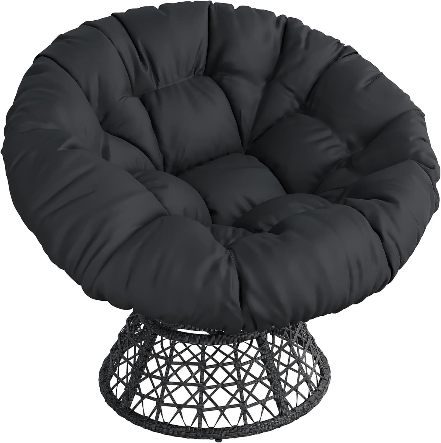 40" Ergonomic Swivel Wicker Chair with Thick Tufted Cushions, High ...