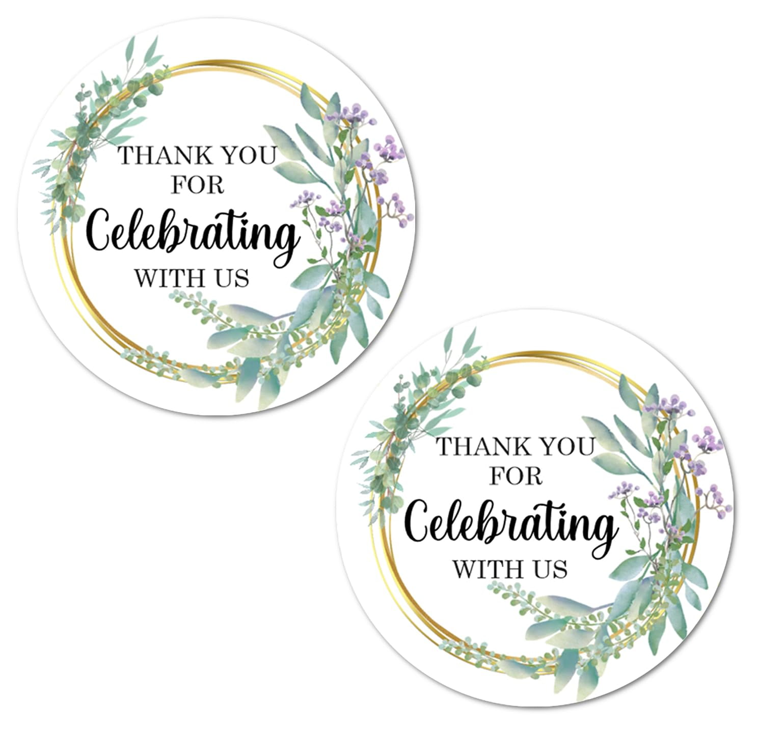 40 Eucalyptus Thank You For Celebrating With Us Stickers, 2 Inch Big ...