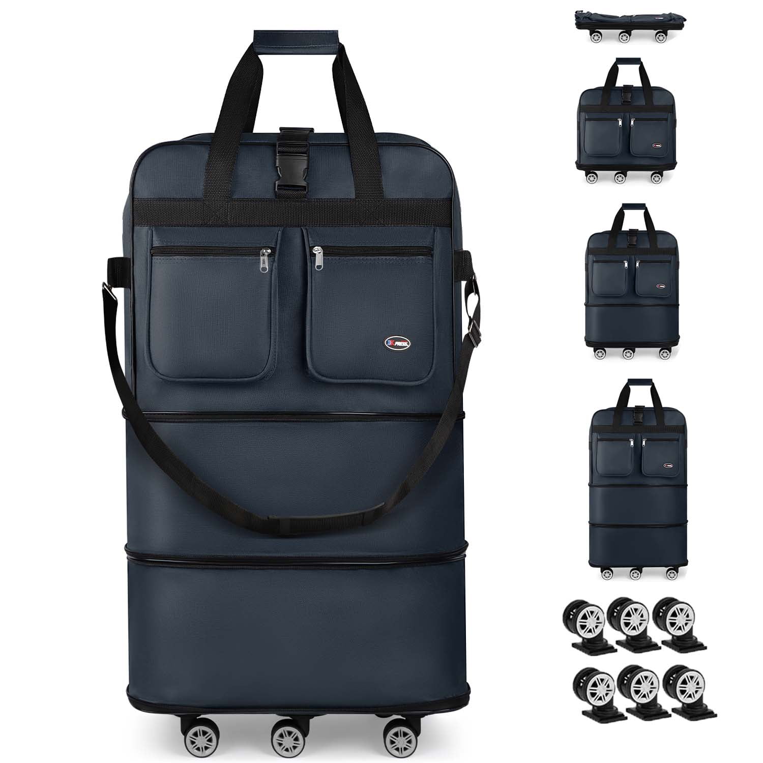 40" Expandable Foldable Luggage Bag,Collapsible Suitcases with Wheels ...