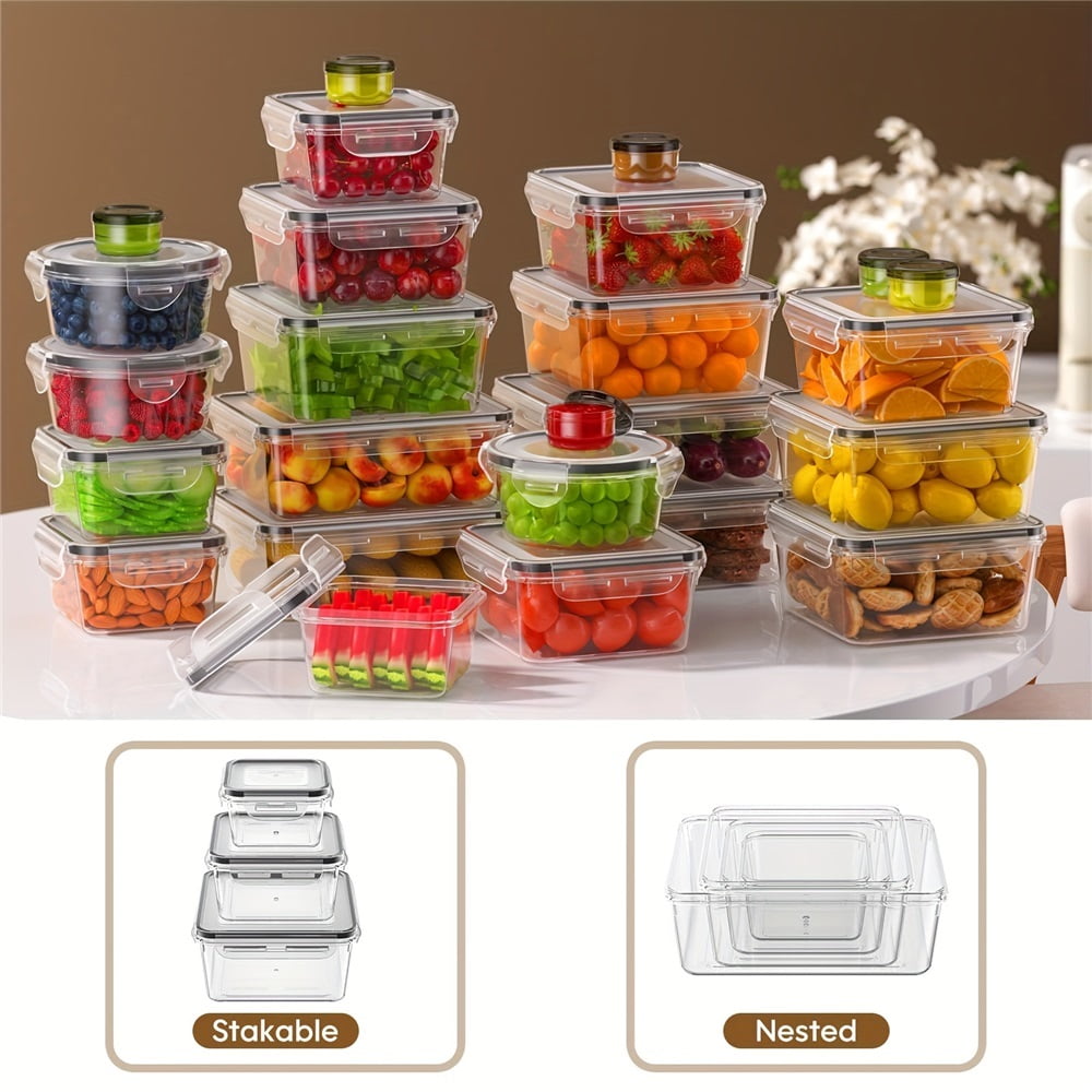 40 Extra-Large Sealed Food Storage Containers with Lids, 100% Leakproof Reusable Plastic Meal ...