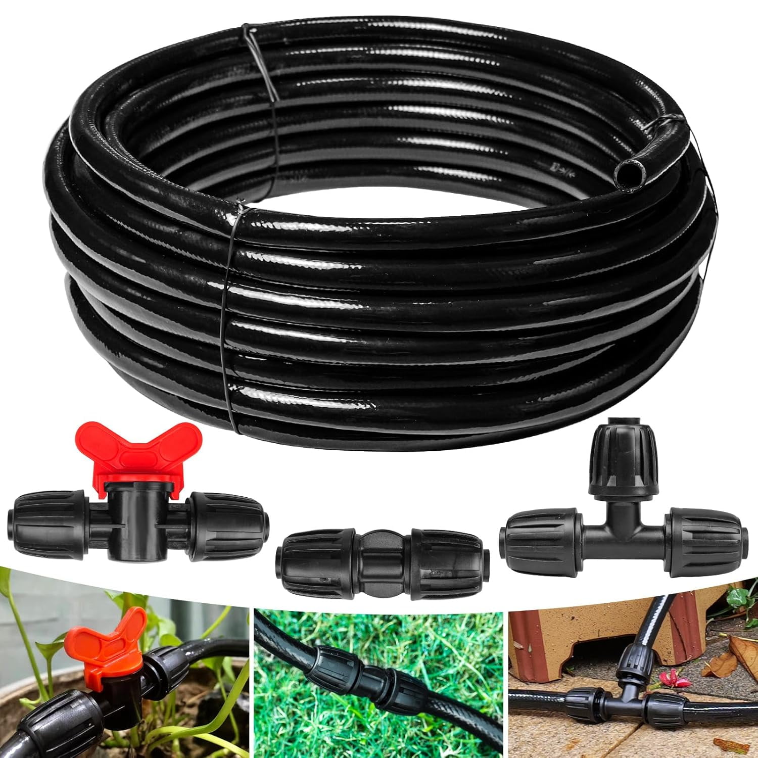 40 FT 1/2 inch Drip Irrigation Irrigation kit Main Line Supply Hose ...