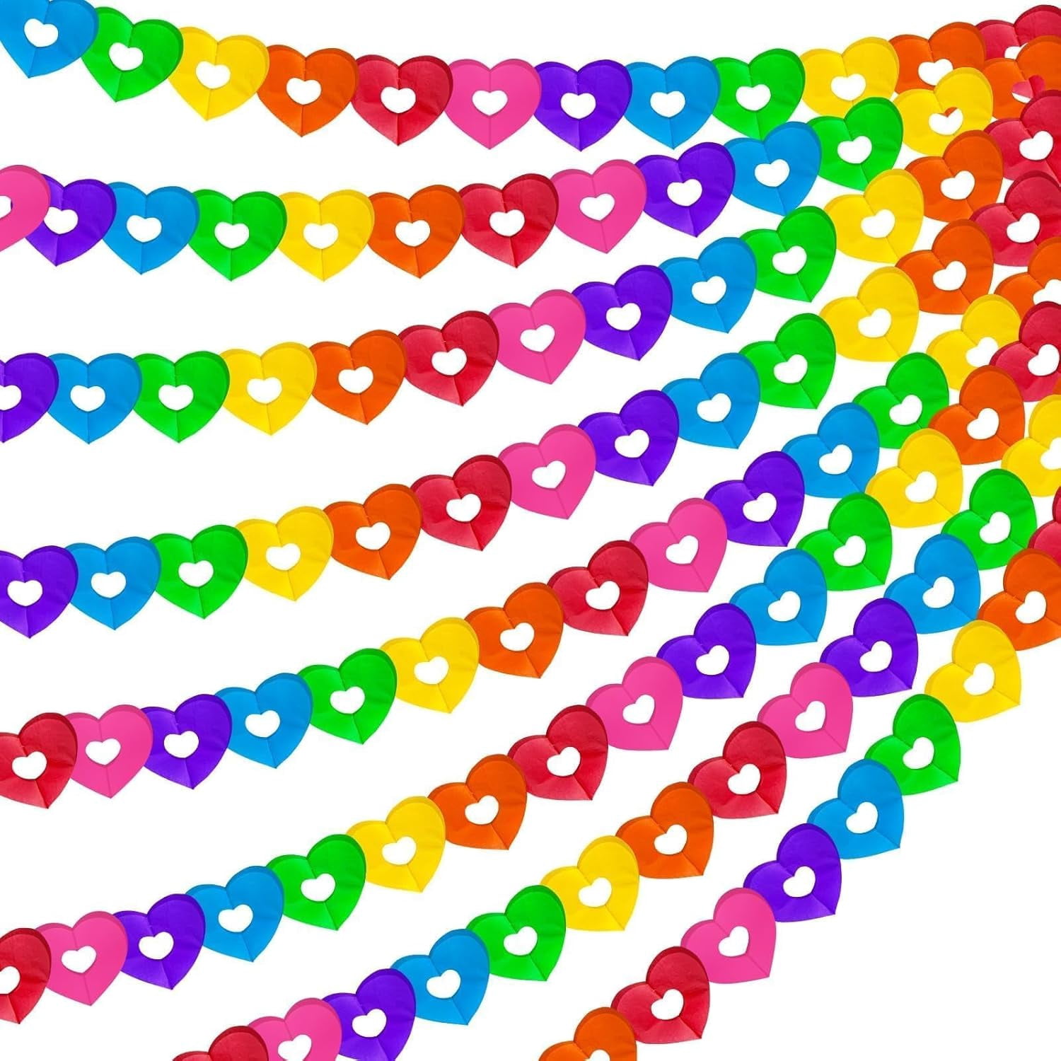40 FT Colorful Rainbow Heart Banner Pride Month Garland Rainbow Parade ...
