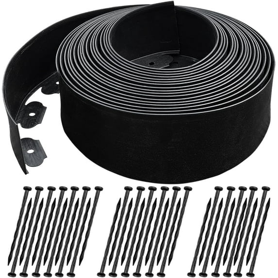 40 FT Landscape Edging No Dig [Extra Tall 4 Inch High] with 36 Spikes ...
