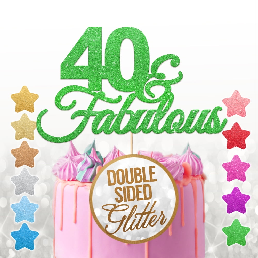 40 & Fabulous Cake Topper, 40th Birthday Glitter Topper for Men and ...