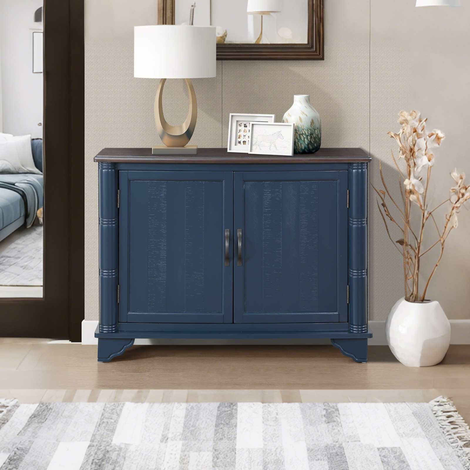 40" Farmhouse Console Table, Retro Entryway Table with Doors, Sofa ...