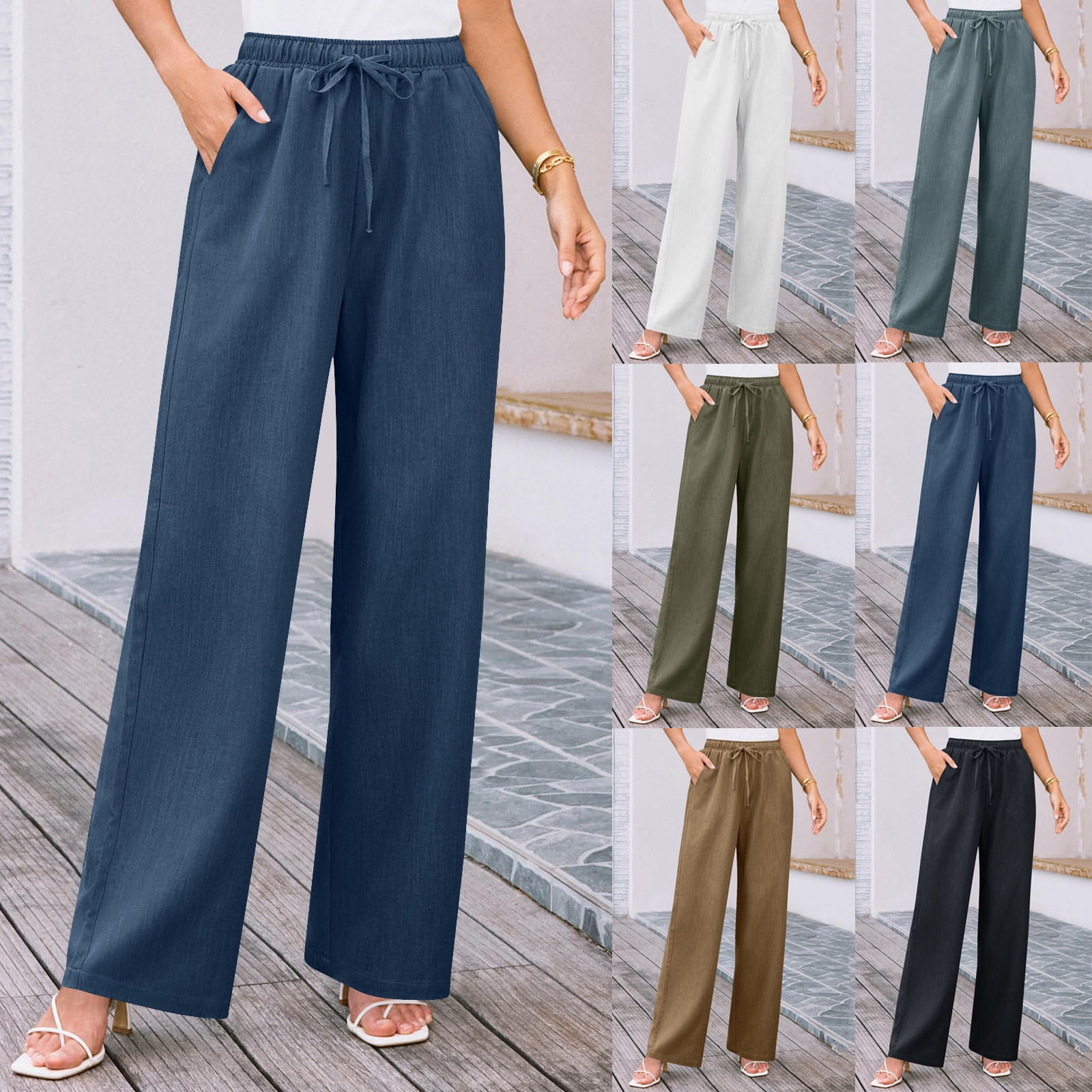 Up to 40% off Fashion! ZHUGeLI Linen Pants Women Work out and Casual ...