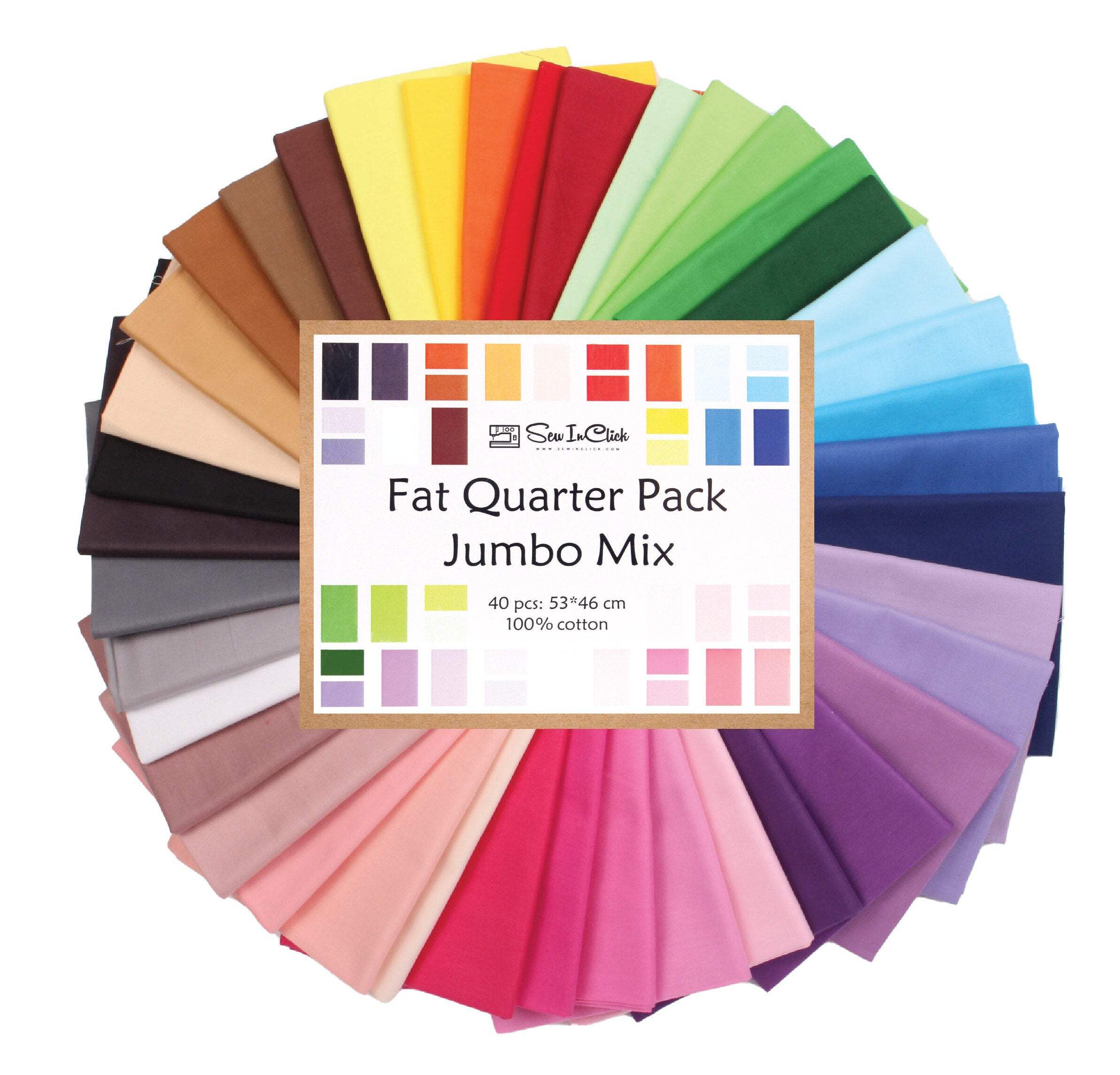 40 Fat Quarter Bundle -100% Cotton | Pure Solids | Colorful Mix - 40 ...