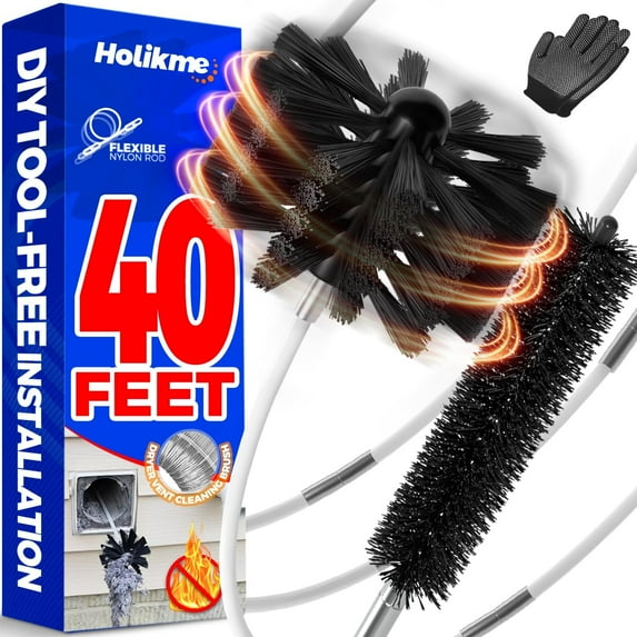 40 Feet Dryer Vent Cleaner Kit, Flexible Lint Brush with Drill ...