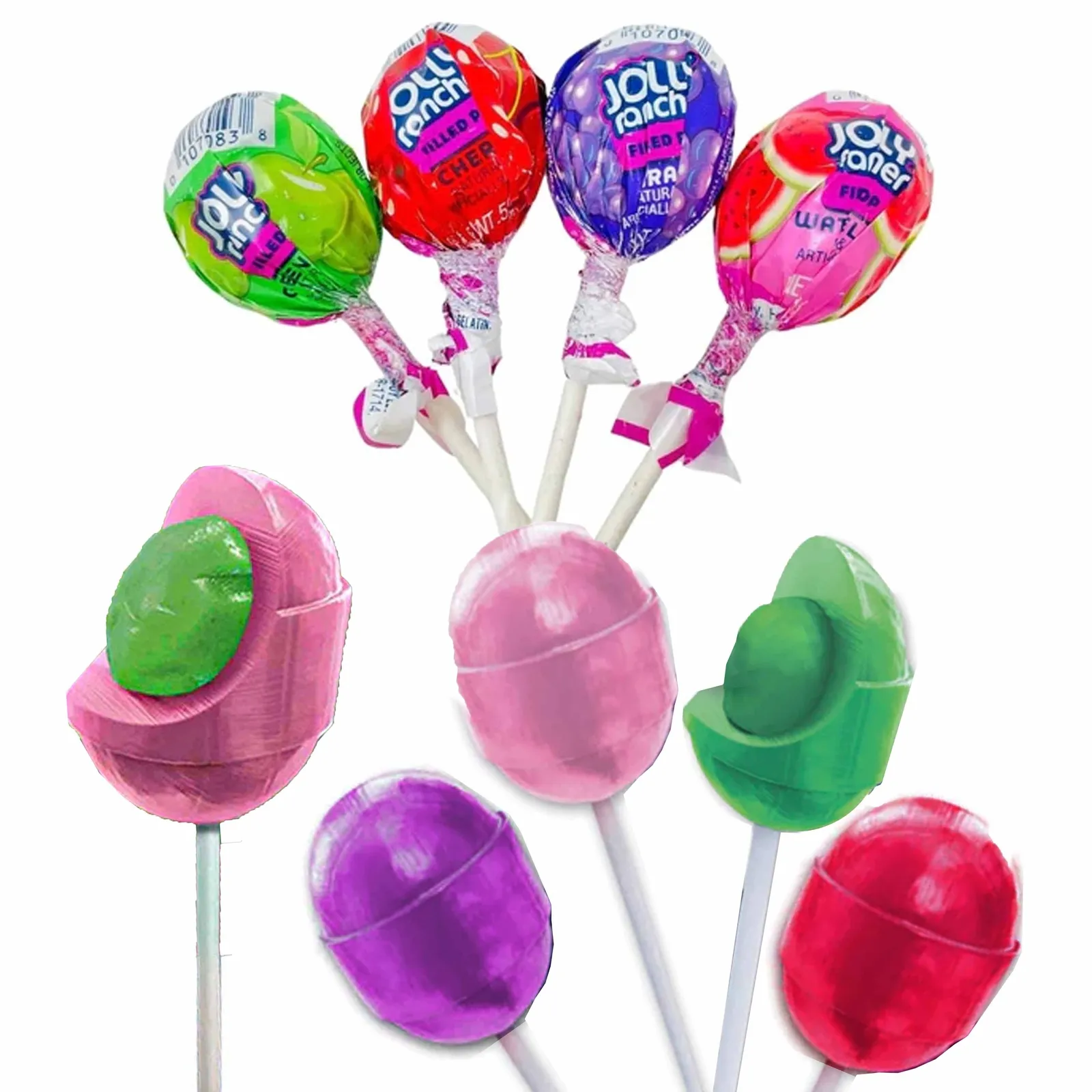 40 Filled Pops Chew Lollipops Assorted Flavors Sucker Hard Candy