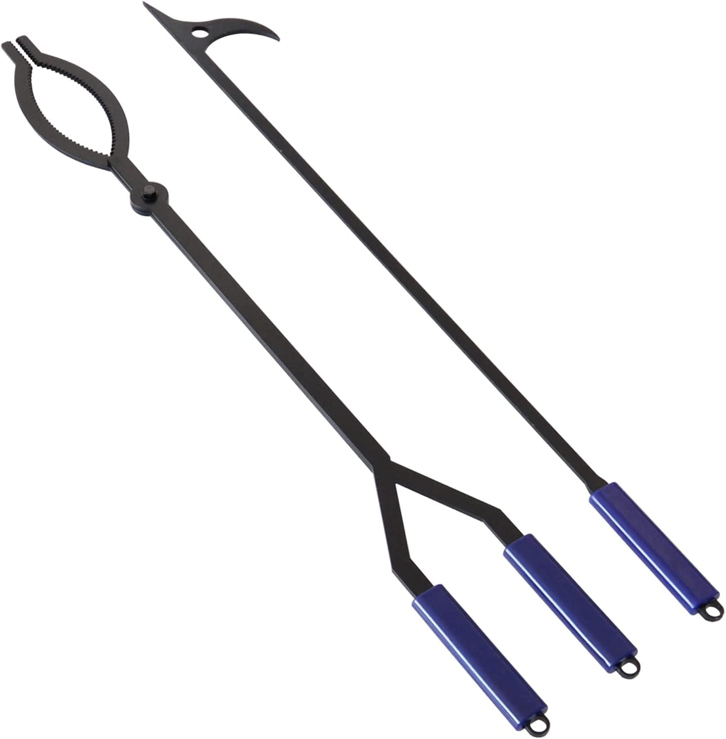 40" Fire Log Tongs Firewood Grabber and Fire Poker Set,Large Fire Pit ...