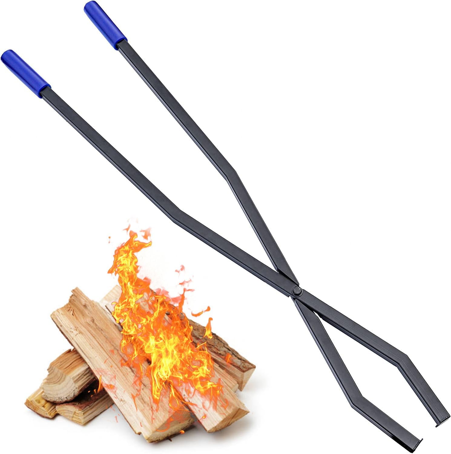 40'' Fire Tongs for Fire Pit Heavy Duty Firewood Grabber Tool Metal Log ...