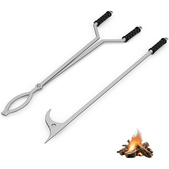 40" Fire Tongs Fire Pit Tongs Set, 40" Fire Poker Set Stainless Steel ...