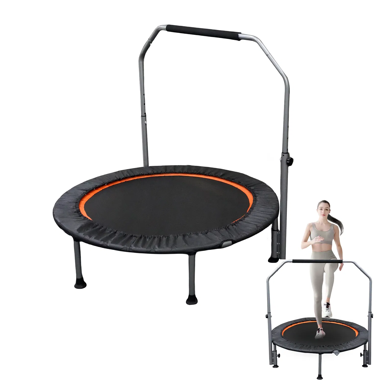 40" Foldable Mini Trampoline Max Load 330lbs/440lbs, Fitness Rebounder ...