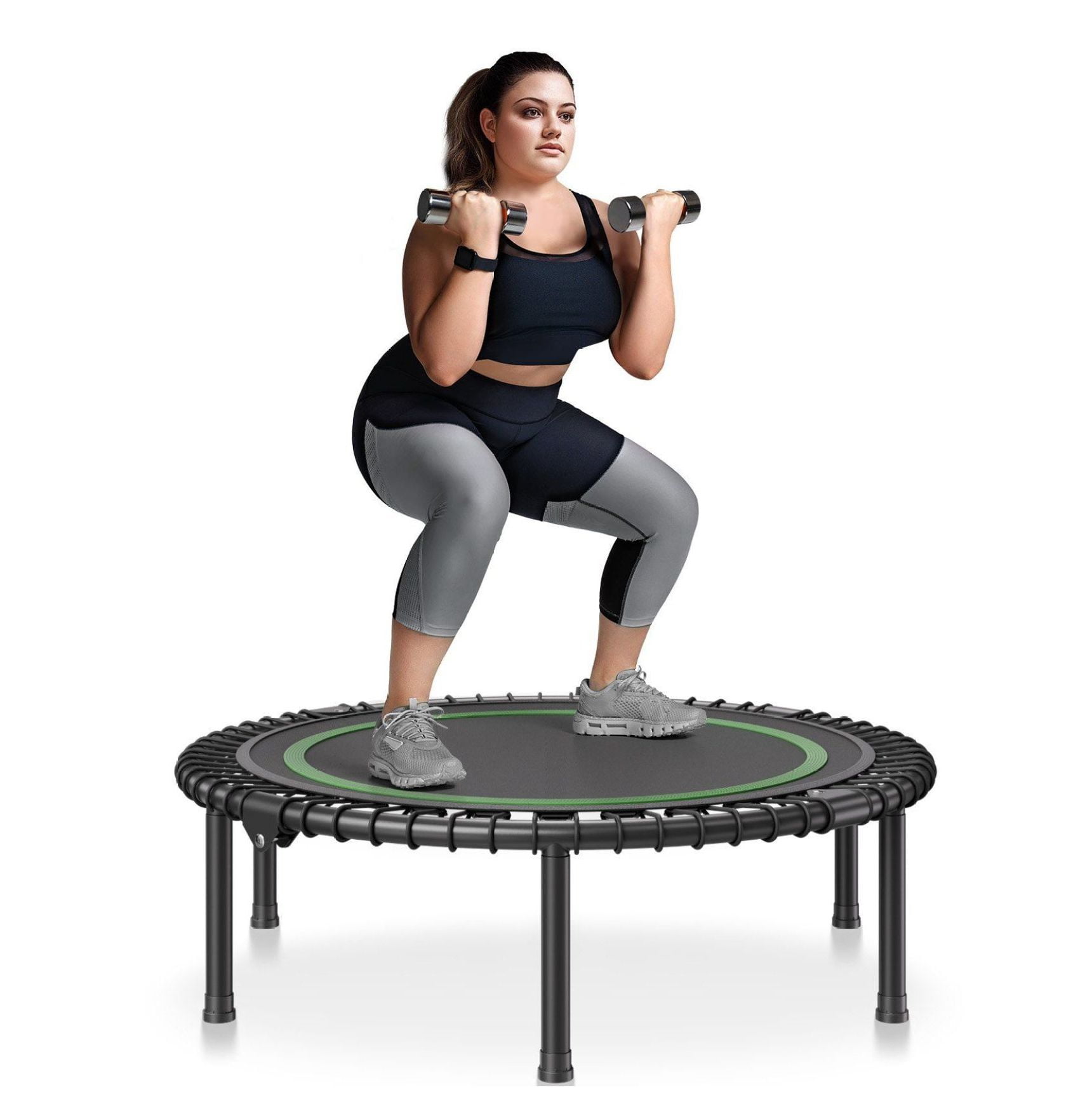 40" Foldable Mini Trampoline for Adults - Indoor Fitness Rebounder ...