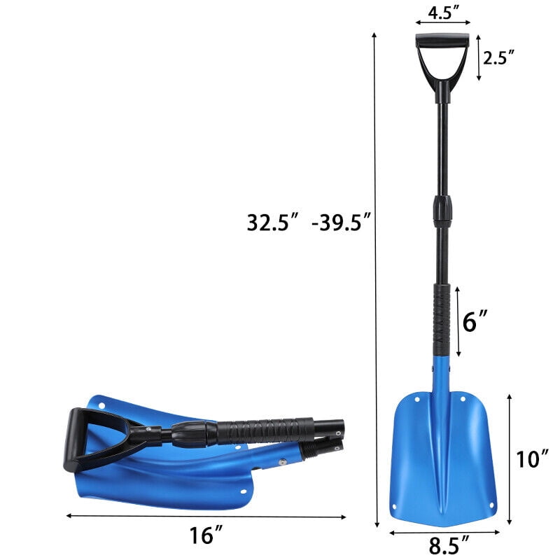 40" Folding ergonomic Snow Shovel, Small Snow Shovel with D-Grip Handle ...