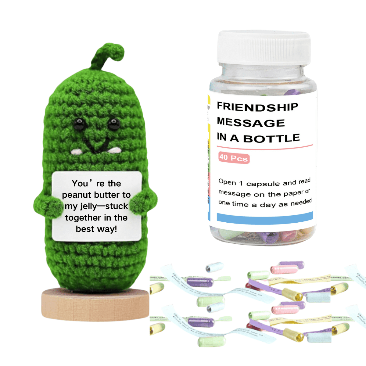 40 Friendship Capsule Letters Messages in a Bottle for Women with Crochet Emotional Pickle , BFF ...