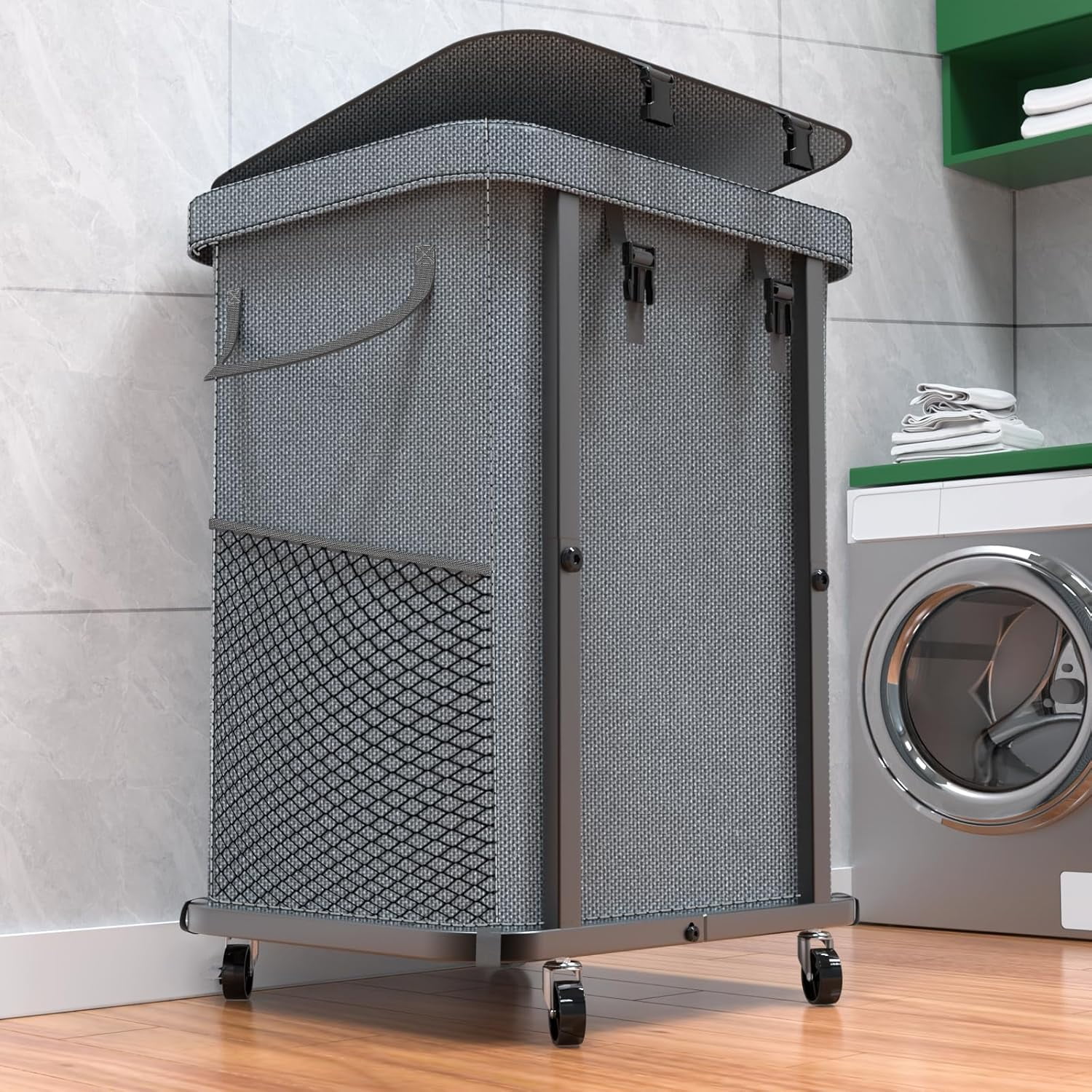 40 Gal(150 L) High Grade Large Laundry Basket with Wheels, Rolling ...