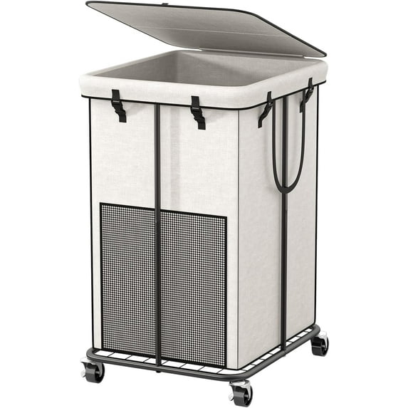 40 Gal Large Laundry Hamper with Lid, Rolling Laundry Basket with ...