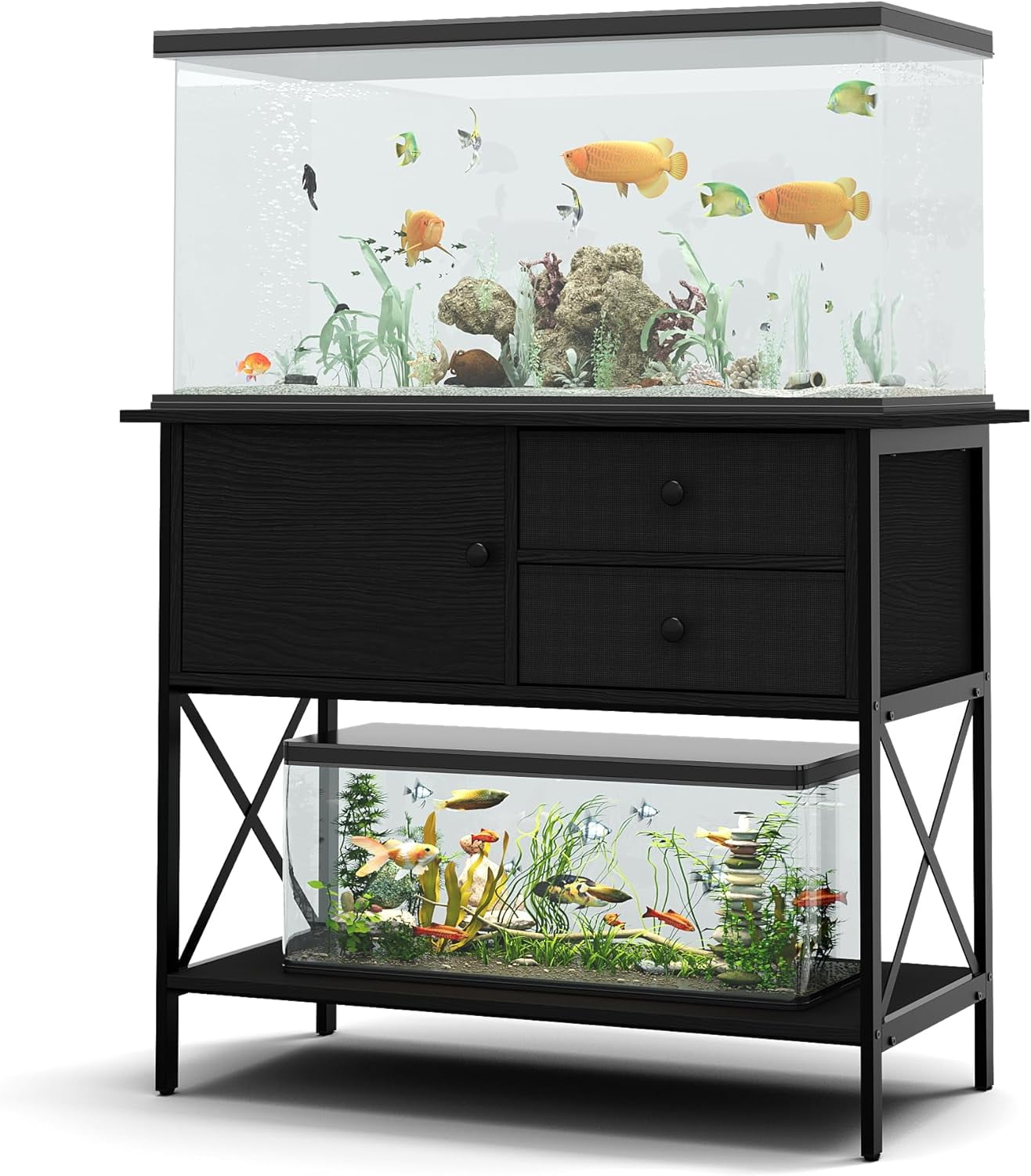 ZEKOO 40 Gallon Aquarium Stand,Metal Fish Tank Stand With Drawers ...