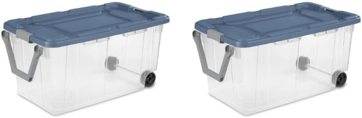 40 Gallon Heavy-Duty Plastic Storage Bins, 2 Pack Container Totes with ...