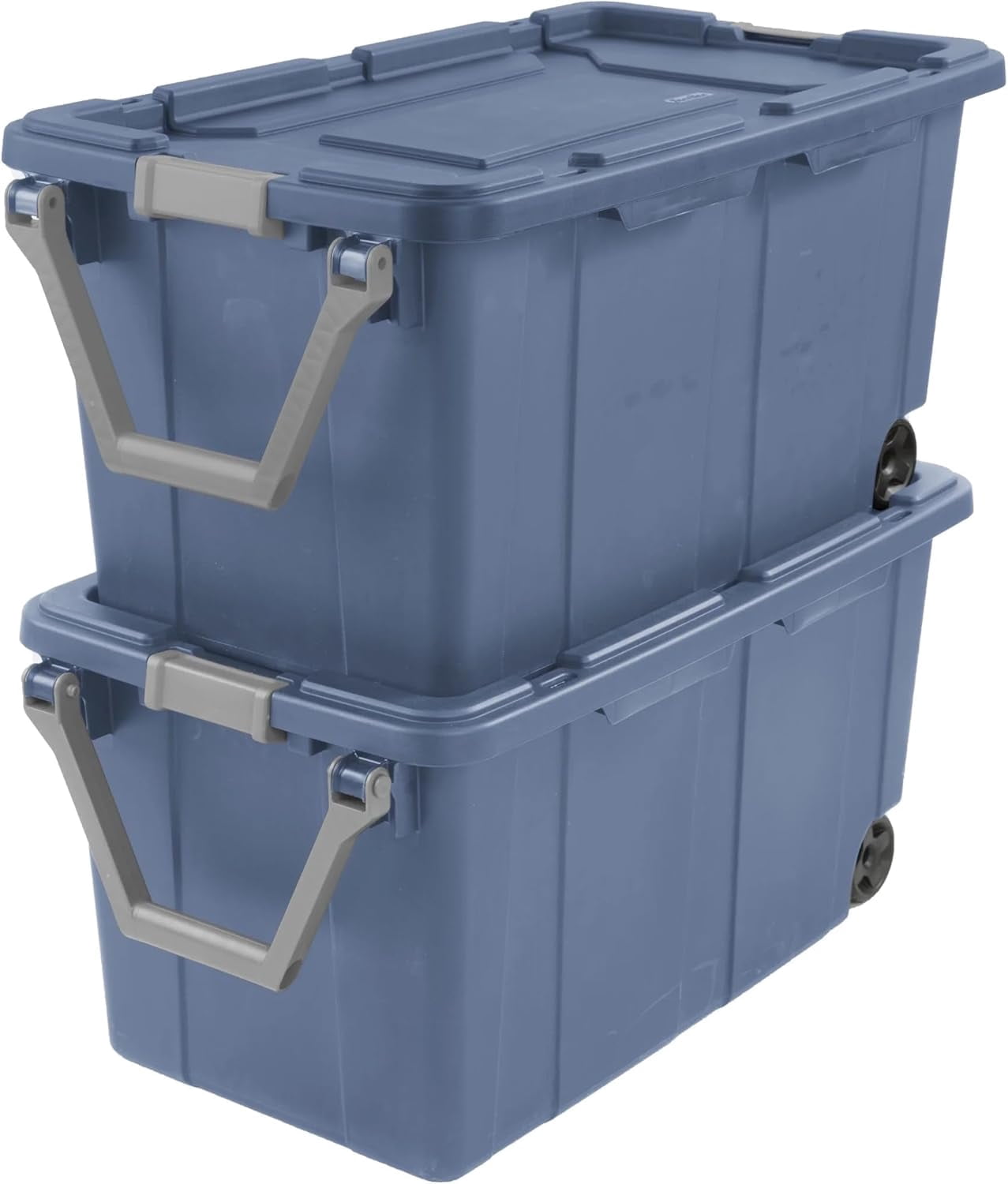 Heavy-Duty 40 Gallon Rolling Storage Bins, Blue Industrial Plastic with ...