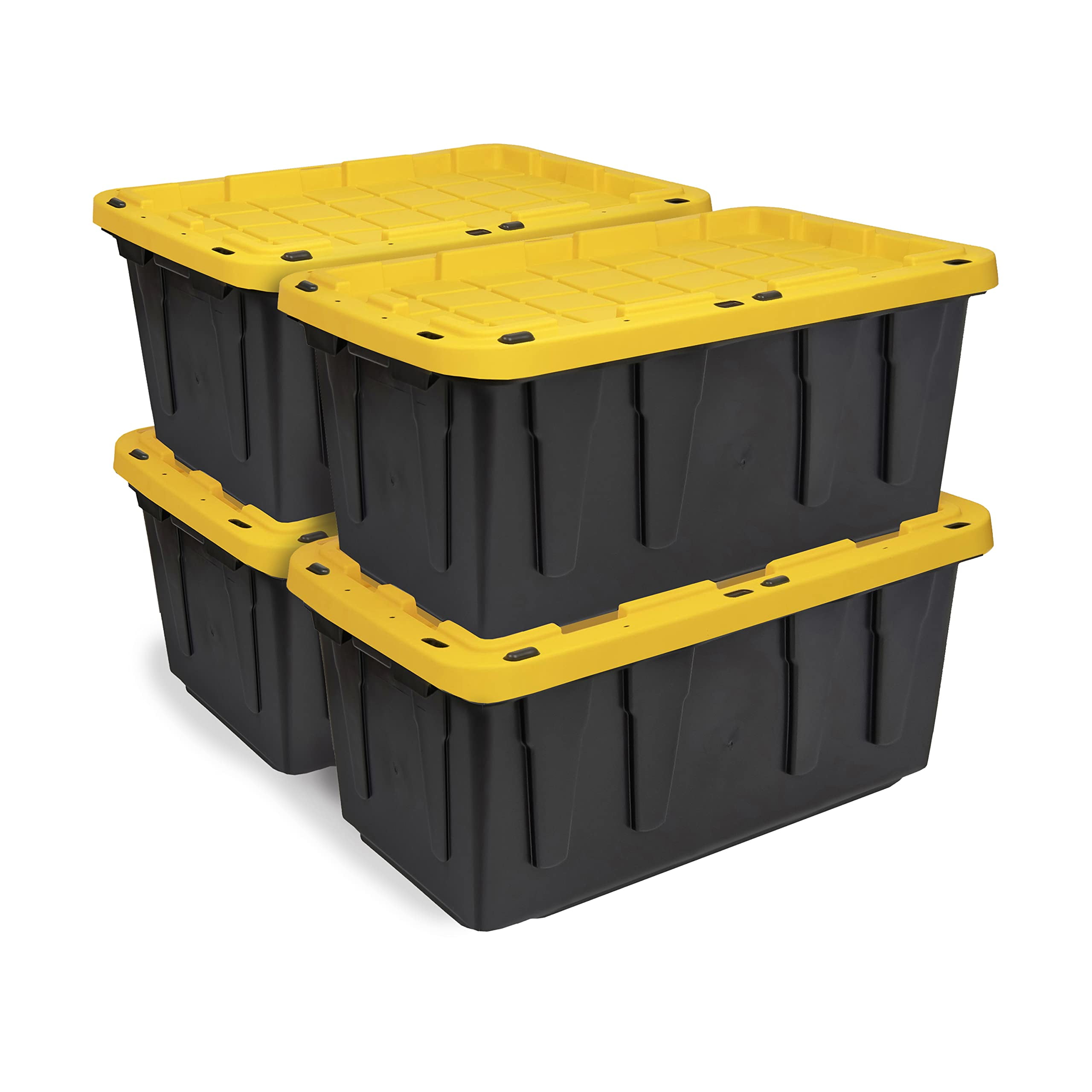 40 Gallon Storage Bins with Lids, Plastic Metal Hybrid Stackable Tote ...