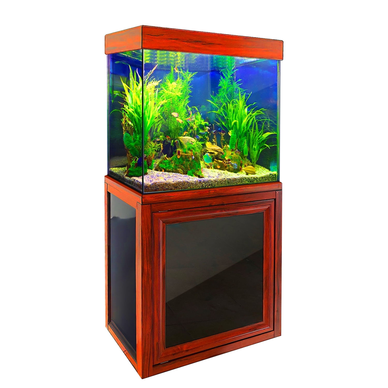 40 Gallon Tempered Glass Aquarium Fish Tank in RedWood Color - Walmart.com