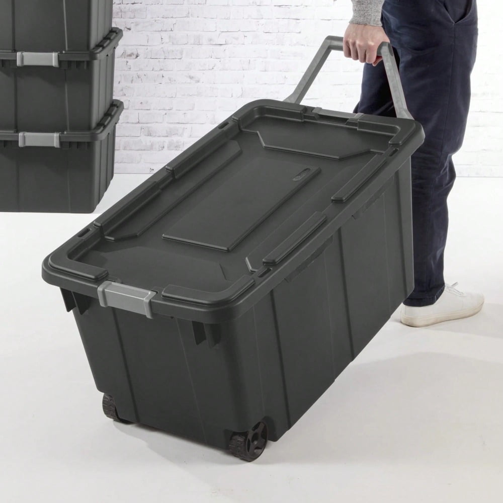 40 Gallon Wheeled Industrial Tote Plastic Adult, Flat Gray - Walmart.com