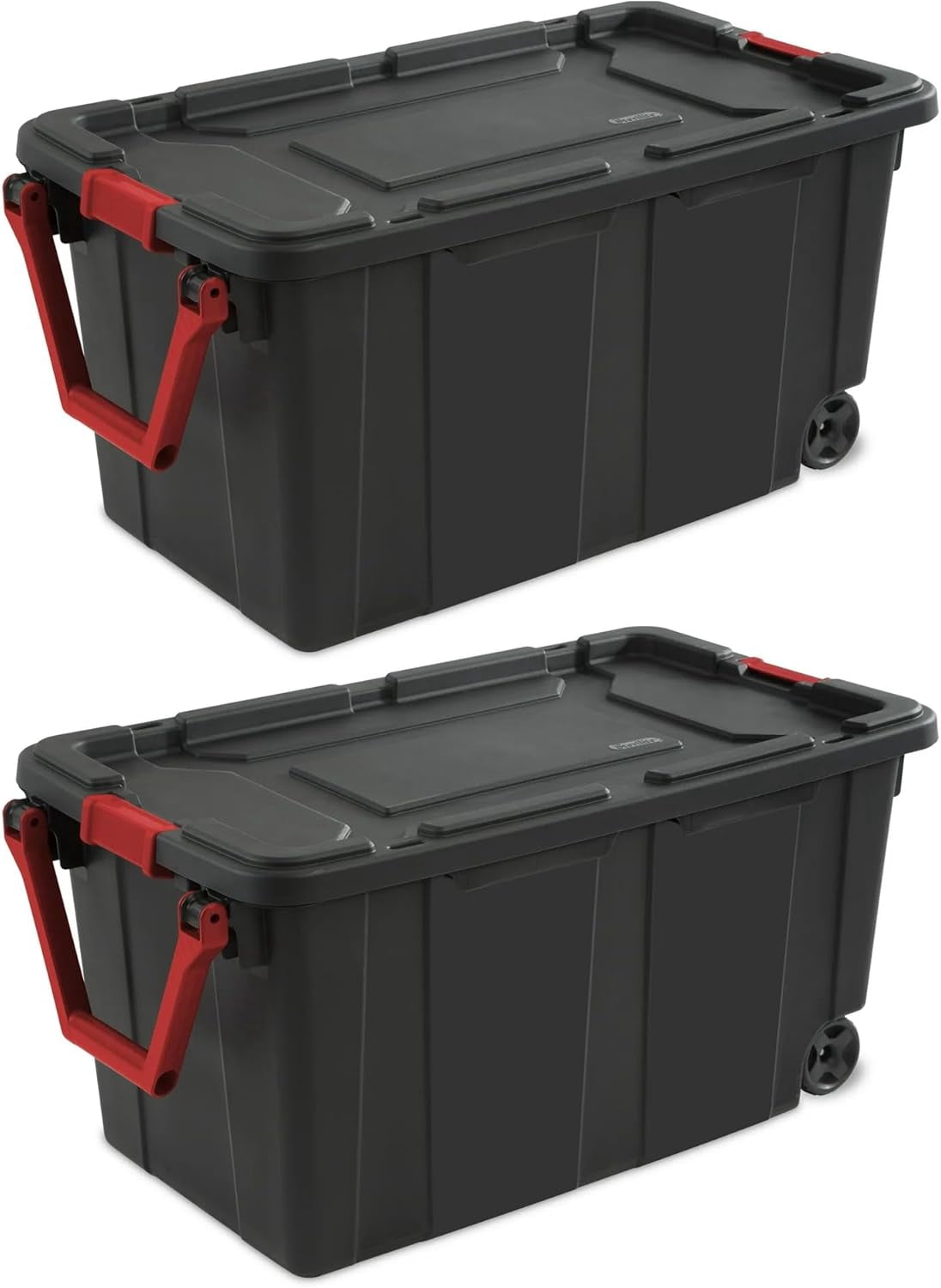 40-Gallon Wheeled Storage Bins (2-PACK) - Heavy Duty Plastic Totes with ...