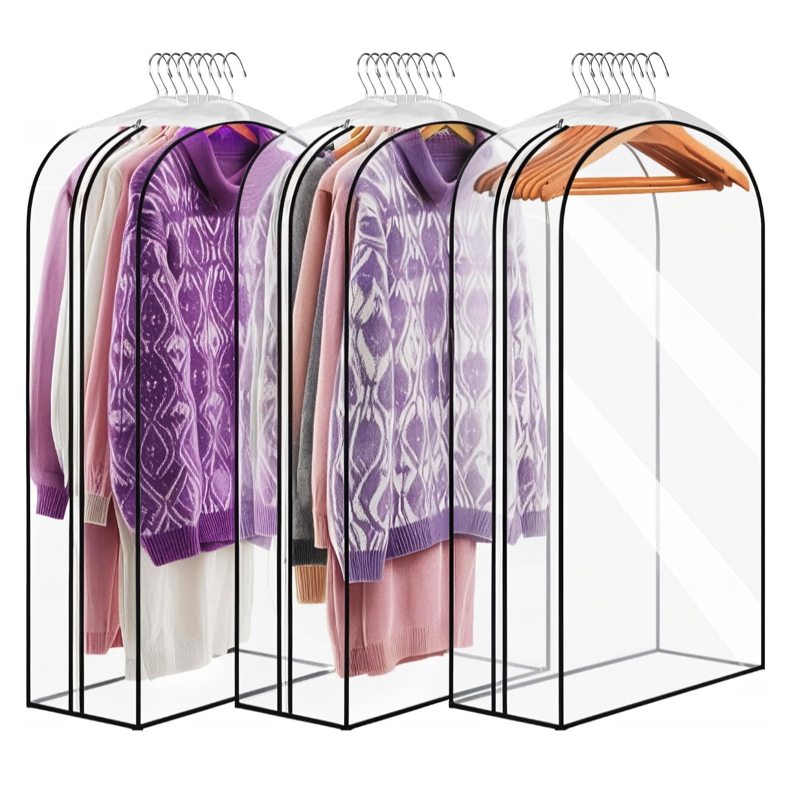 40'' Garment Bags For Hanging Clothes - Set Of 3 Clothes Cover For ...