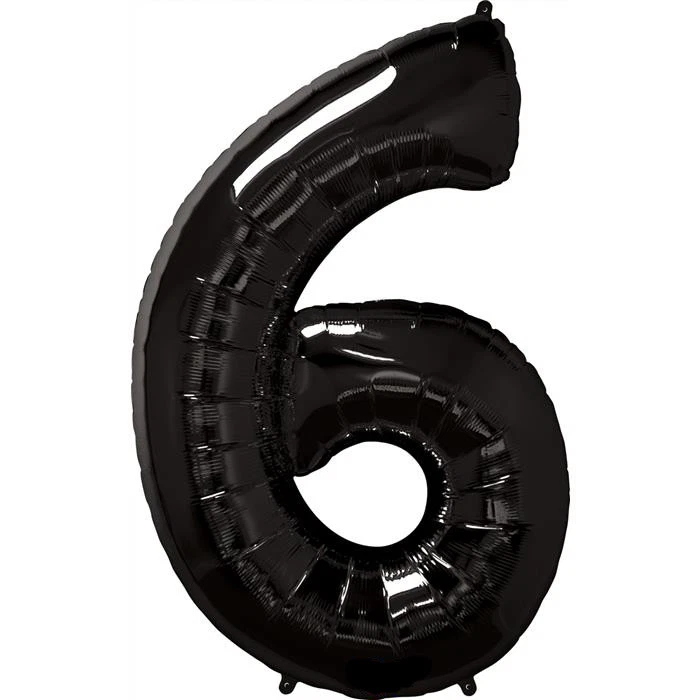 40" Giant Black Six Year Old Baby First Birthday 6 Month Number Float ...