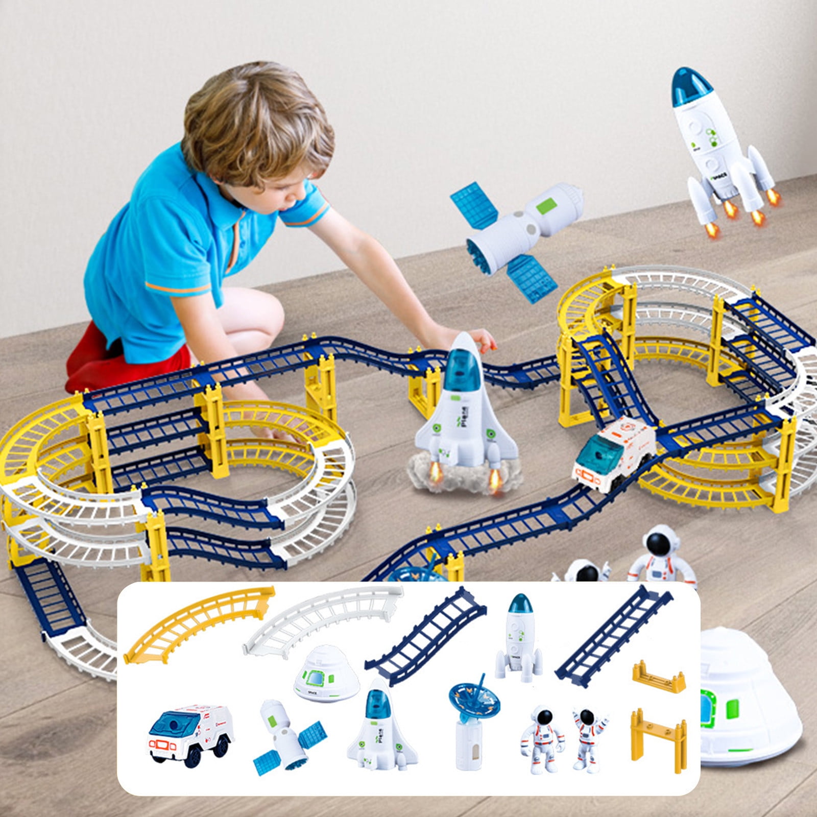 Up to 40% off Gifts Oefntac Toy Cars Kids Space Rail Car Break Through Big Boy and Girl Puzzle ...