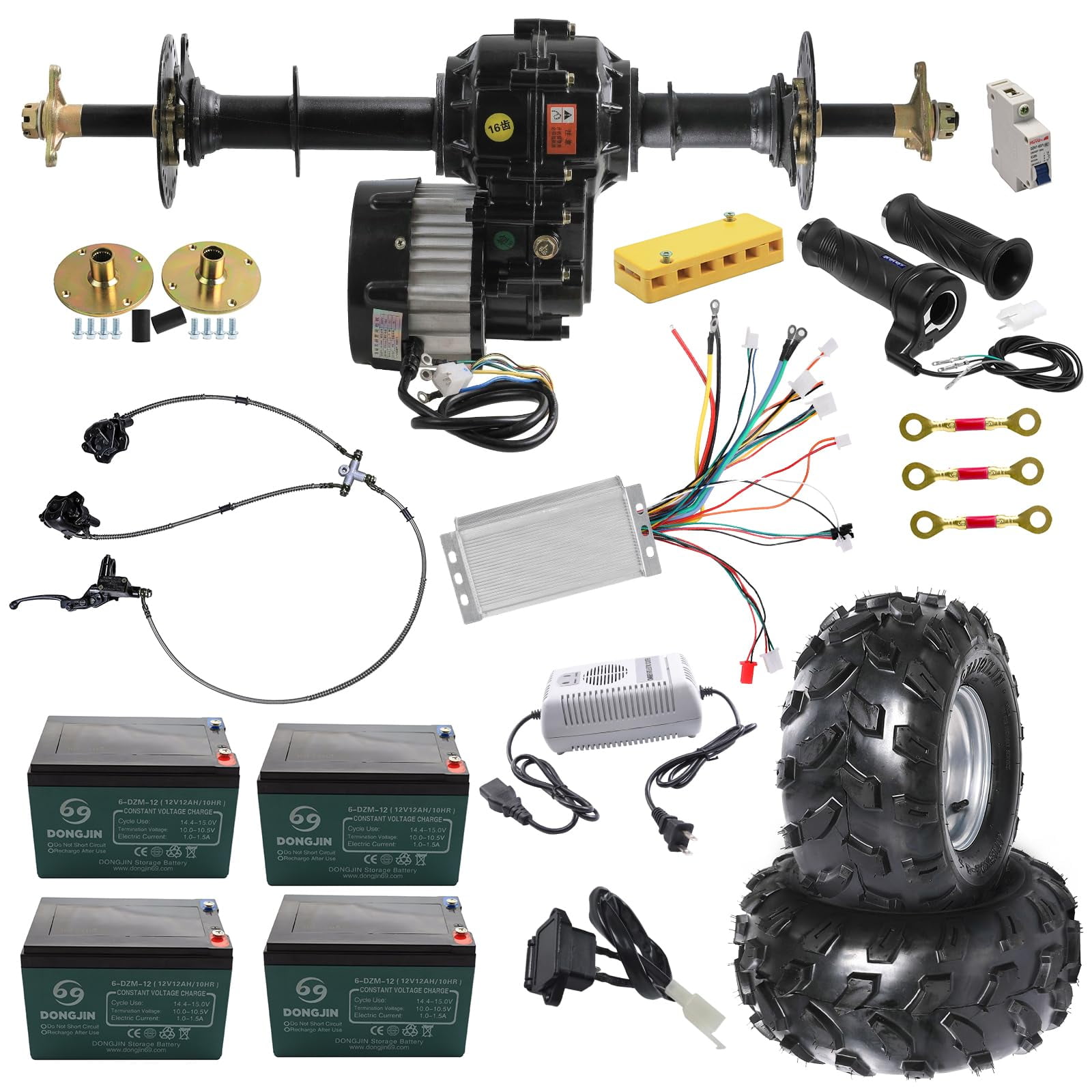 40" Go Kart Rear Axle Kit, Rear End Differential Kit, 48V 1000W ...