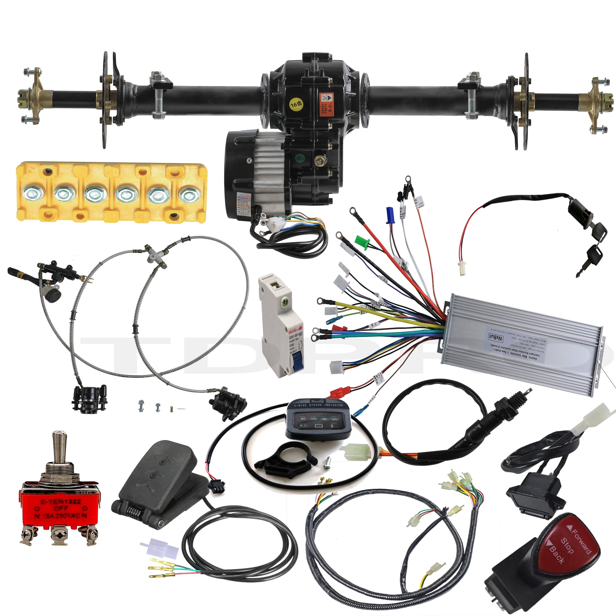 40" Go Kart Rear Axle Kit w/ 48V 1000W Electric Brushless Motor ...