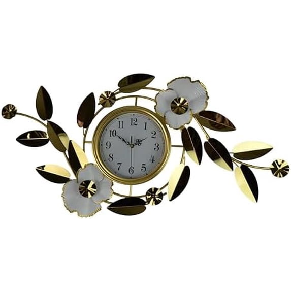 40" Gold and White Floral Wall Clock$$Home Decor, Kitchen, & Other ...