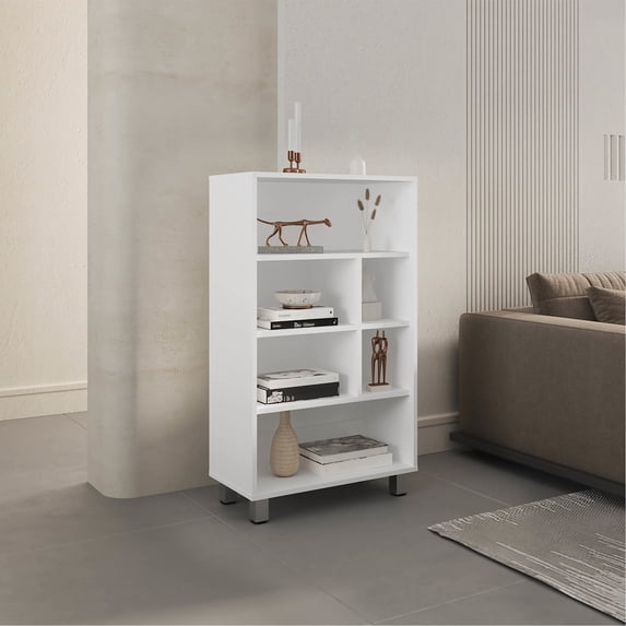 40" H, White Particle Board - Easy Access Storage with Cubbies - Office ...