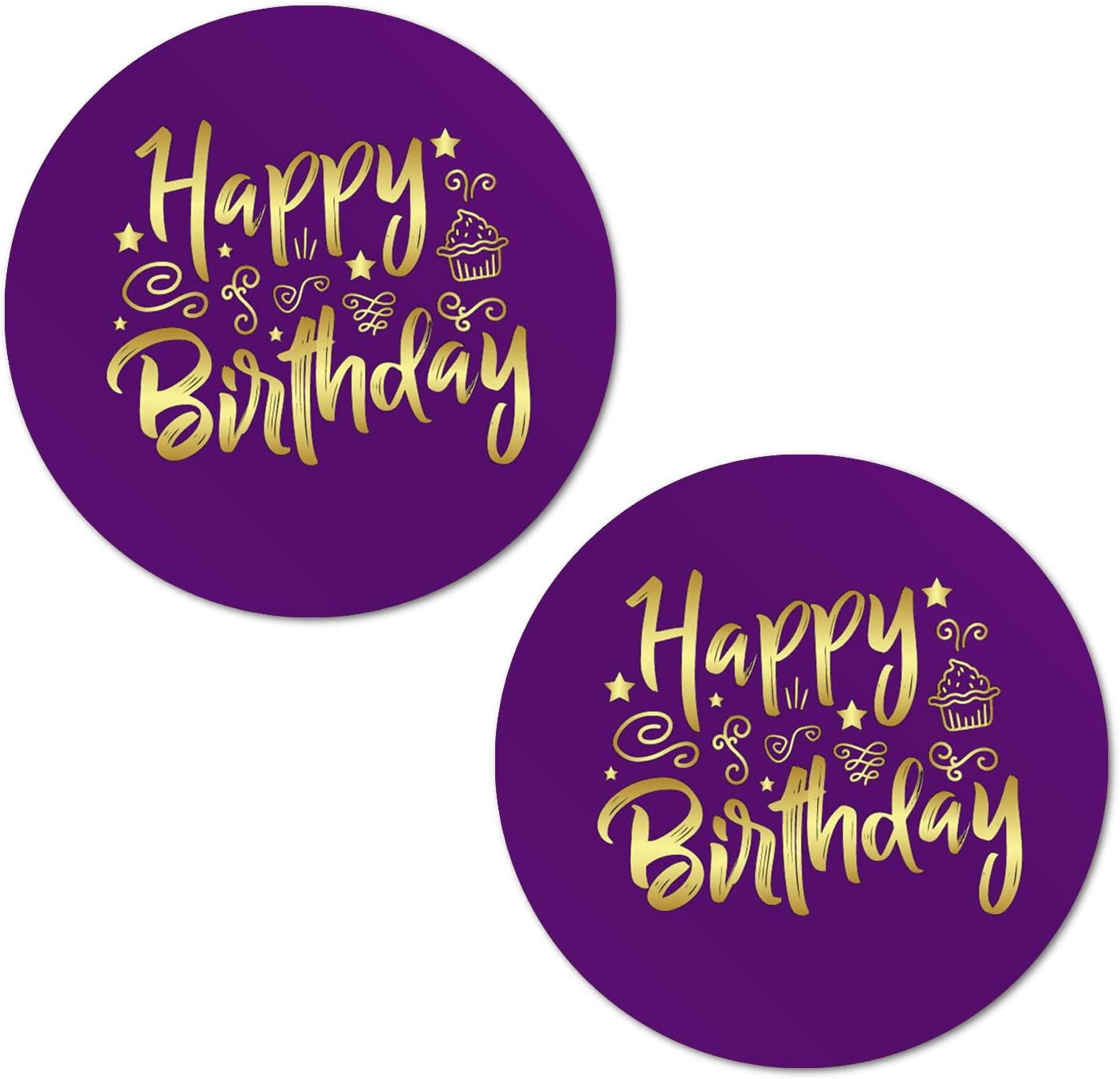 40 Happy Birthday Stickers, 2 Inch Big Round Glossy Labels, Great for ...