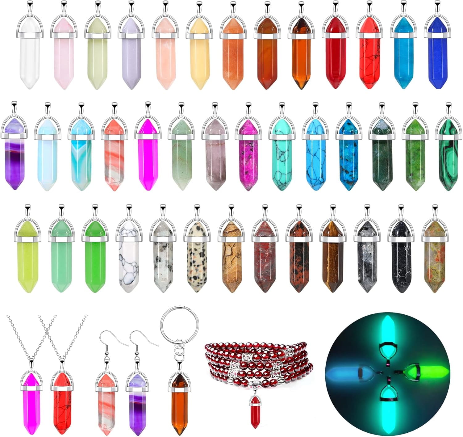 40 Healing Crystal Pendants - Walmart.com