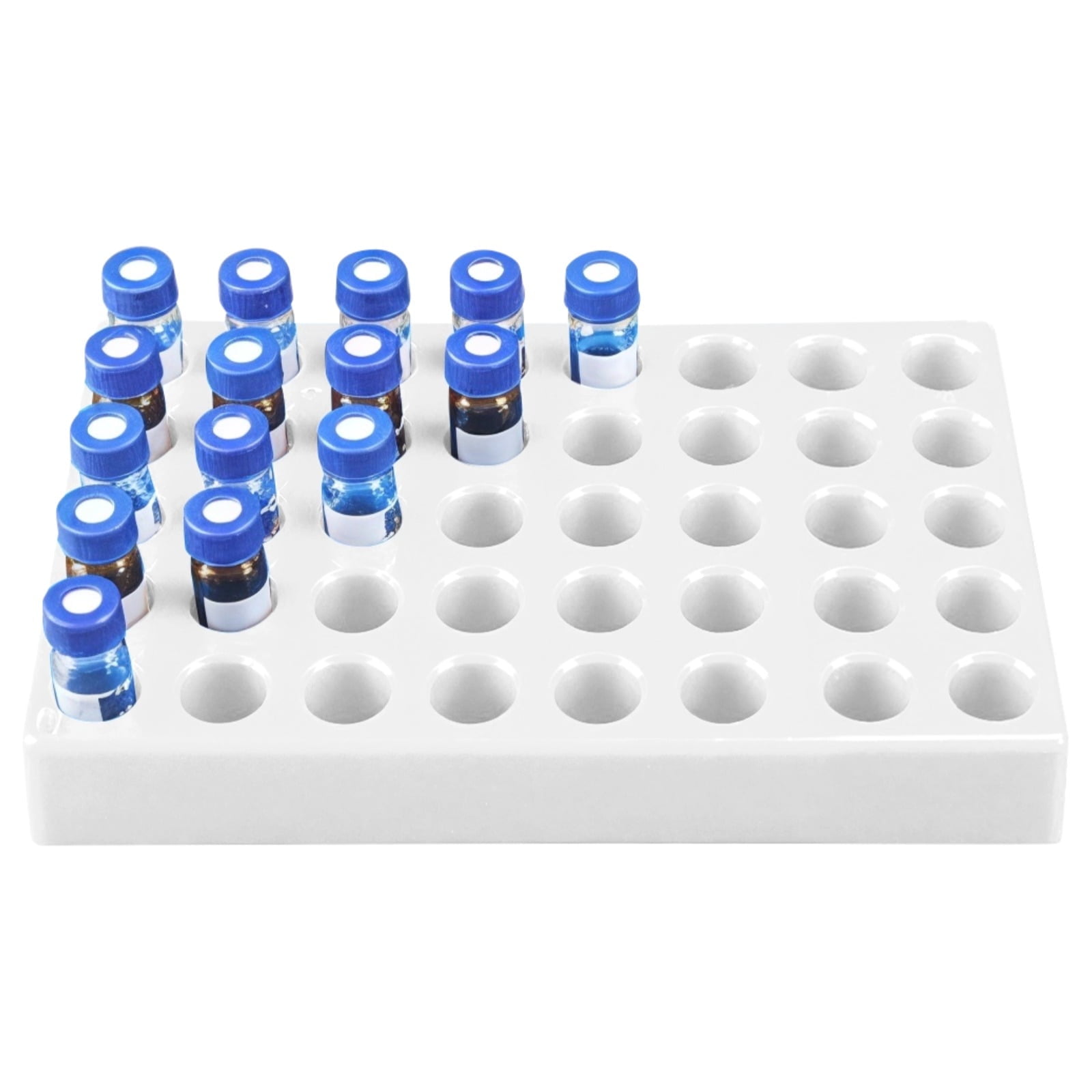 40-Hole Laboratory Vial Rack, PP Plastic Test Tube Holder for 10-15mL ...