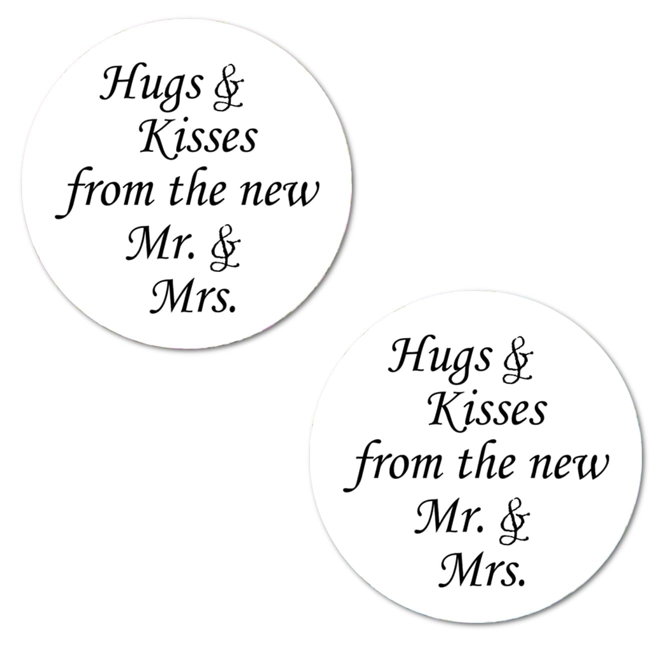 40 Hugs and Kisses from The New Mr. & Mrs. Stickers, 2 Inch Big Round ...