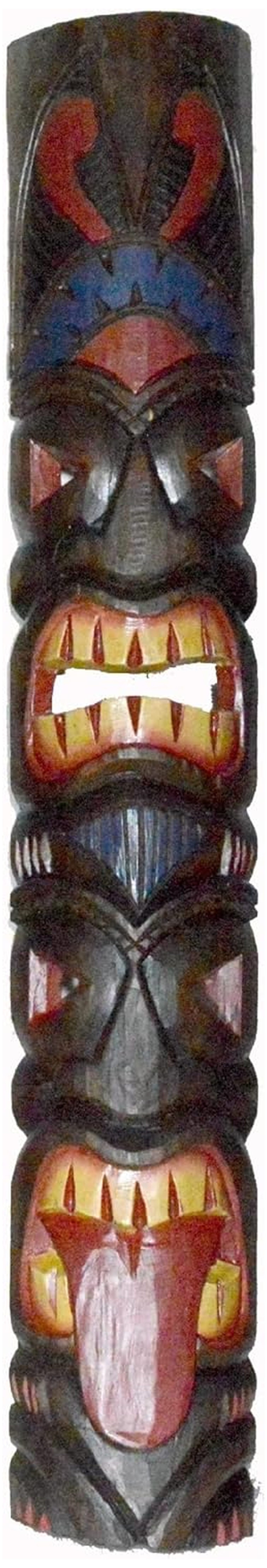 40 In Tribal Tiki Bar Mask Hand Carved Island tropical Decor with 2 ...