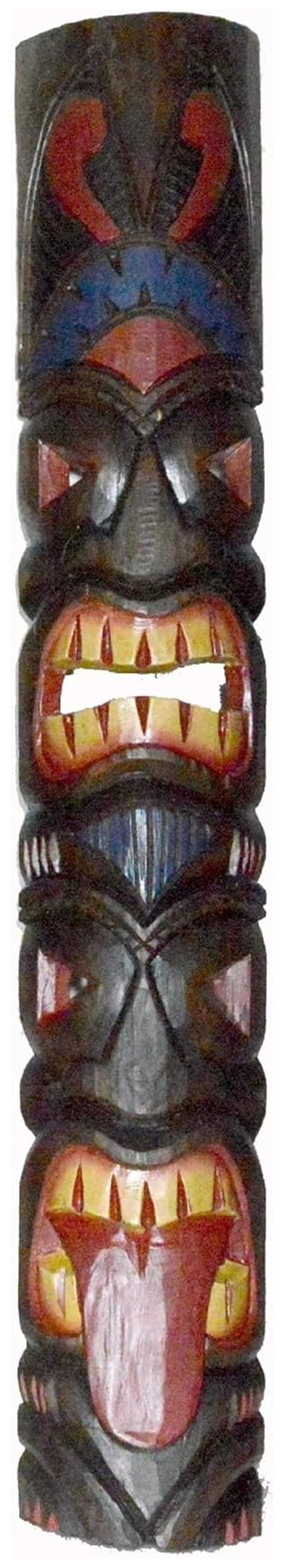 40 In Tribal Tiki Bar Mask Hand Carved Island tropical Decor with 2 ...