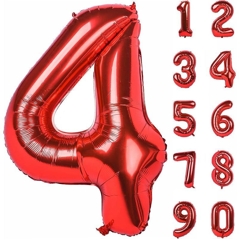 40 In red Number Balloons Helium Foil Mylar Balloon Birthday Party ...