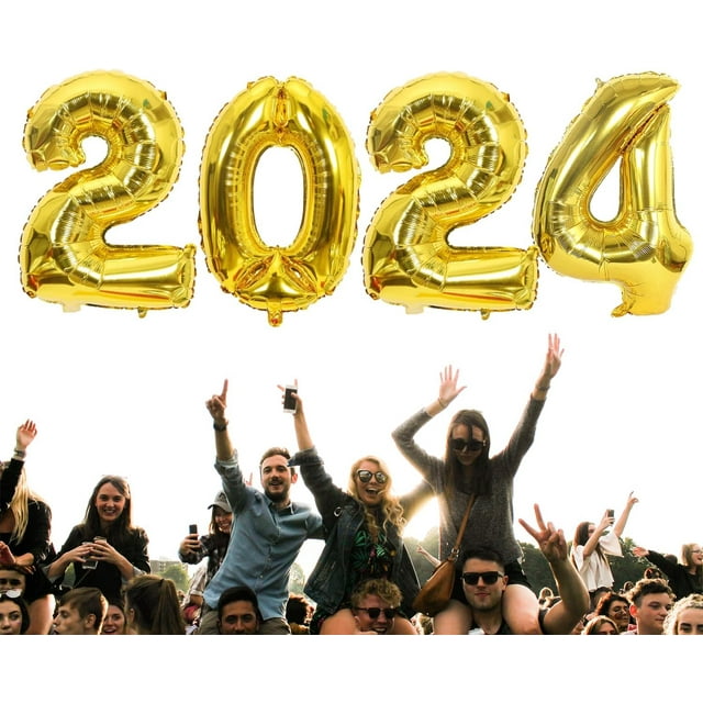 40 Inch 2024 Pack of 4 Gold Huge Numbers Balloons - Perfect for ...