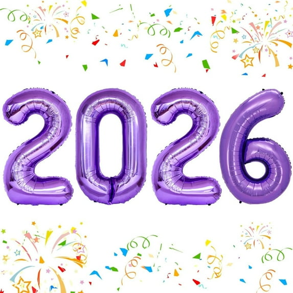 40 Inch 2026 colorful Mylar Number Balloons, 2026 New Years Foil ...