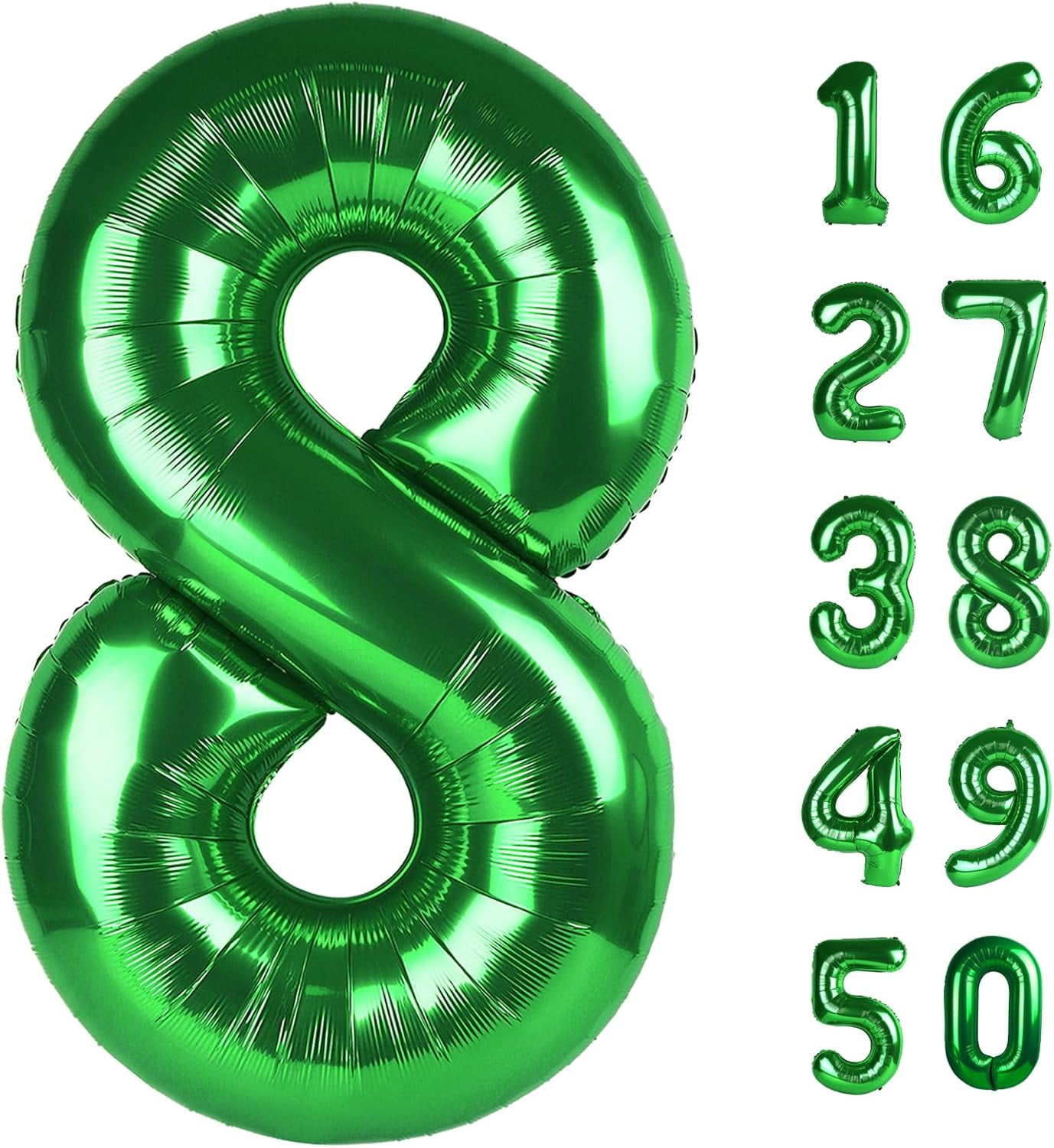 40 Inch Balloon Number 8 Green, Large Foil Green Number Balloons 8 18 ...