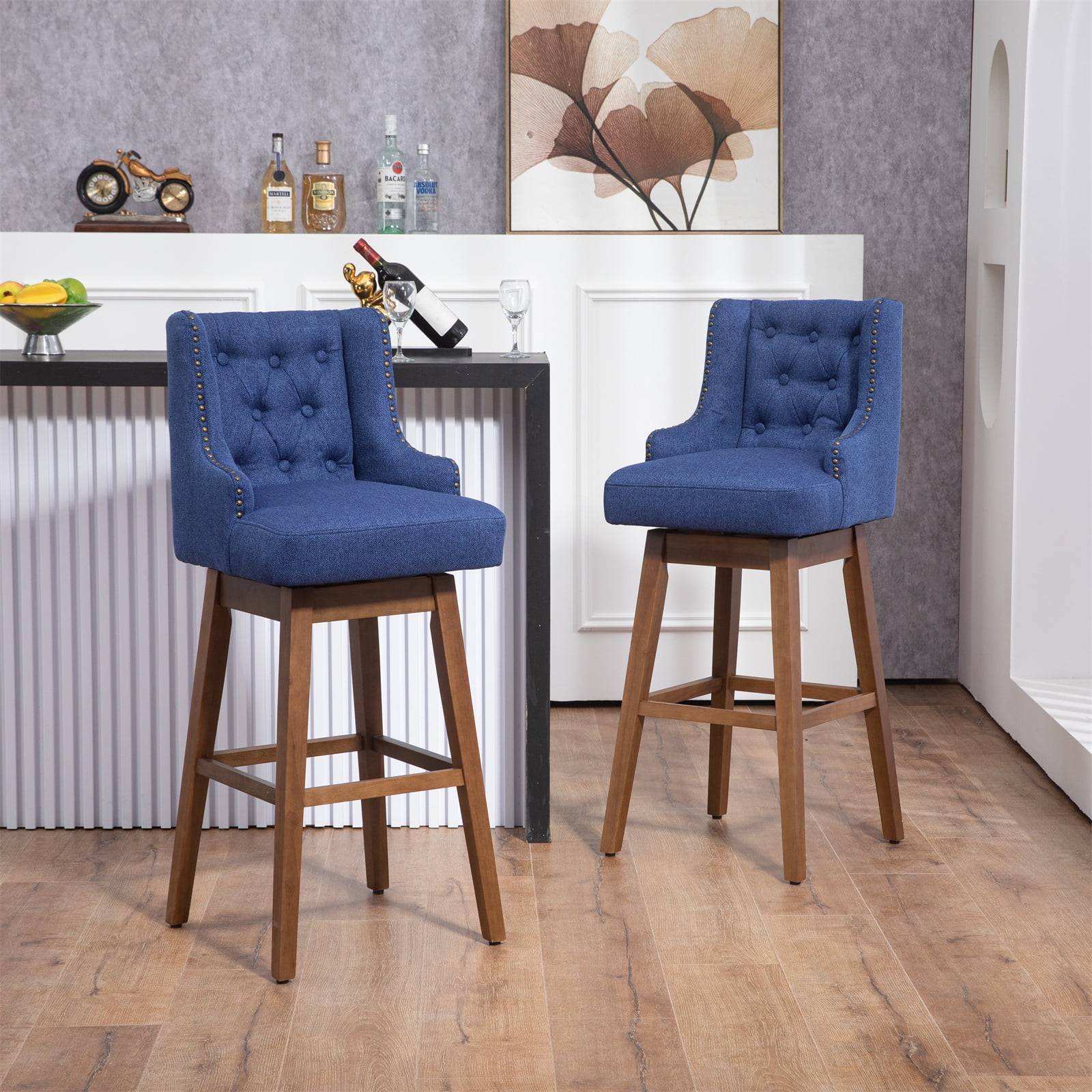 40 Inch Bar Stools Set of 2, 360 Degree Counter Height Chairs with ...