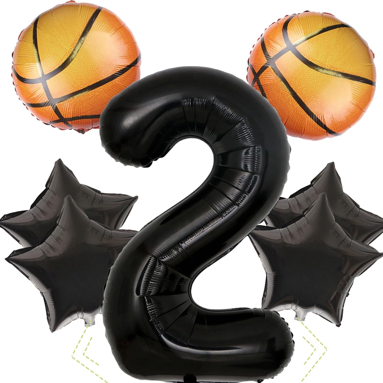 40-Inch Basketball Number 2 Balloons Set — Black Number Balloons for ...