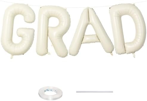 40 Inch Beige GRAD Boons for Graduation Party Decorations, Large Cream ...