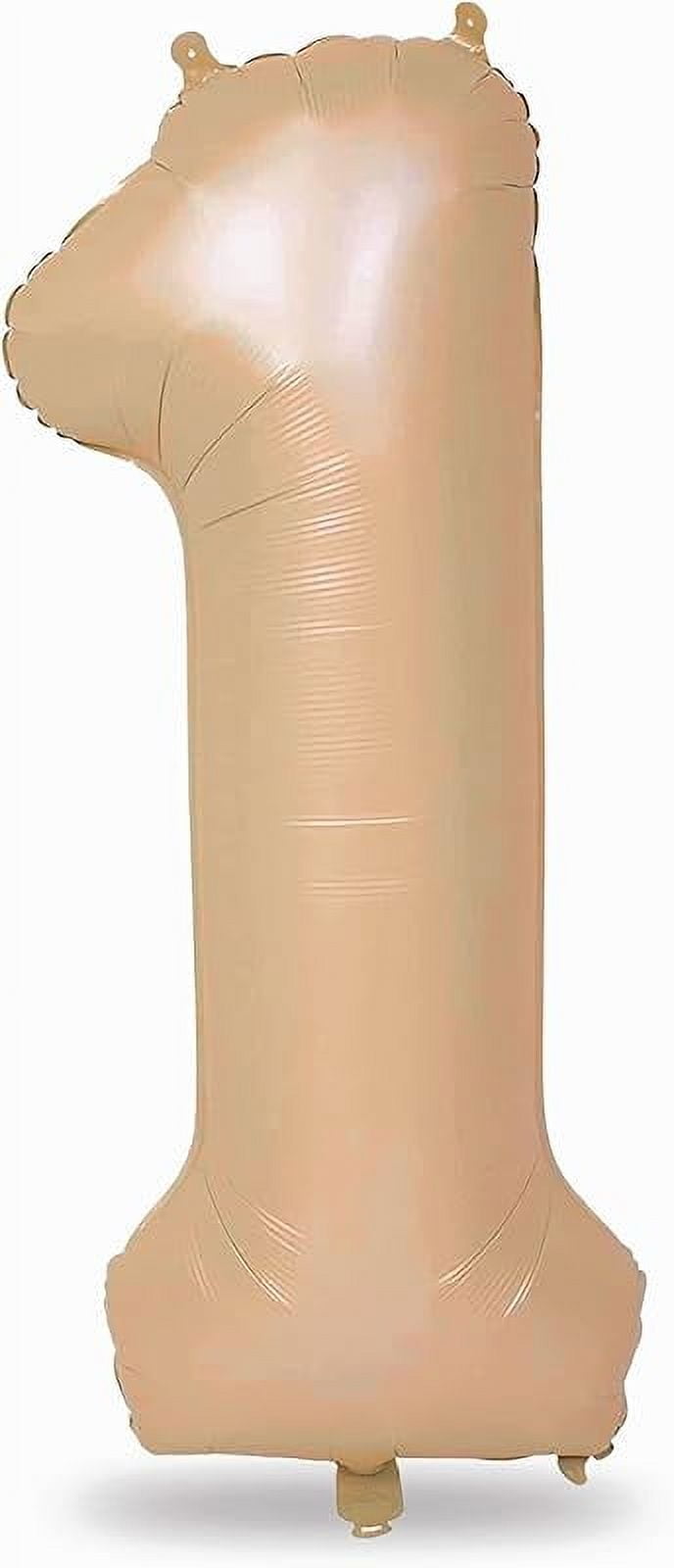 40 Inch Beige Number 1 Balloon for 1st Birthday Decoration, Large Self ...